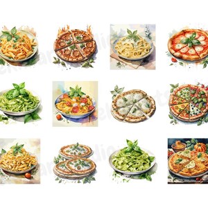 Italian Food Watercolor Clipart | Food Clipart | PNG Bundle | Italian ...