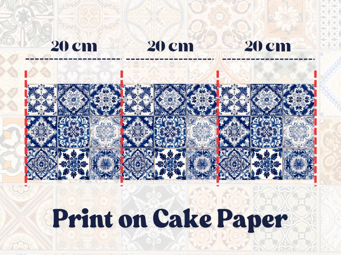 Mediterranean Wedding Cake Printable Design I Mediterranean Tiles I ...