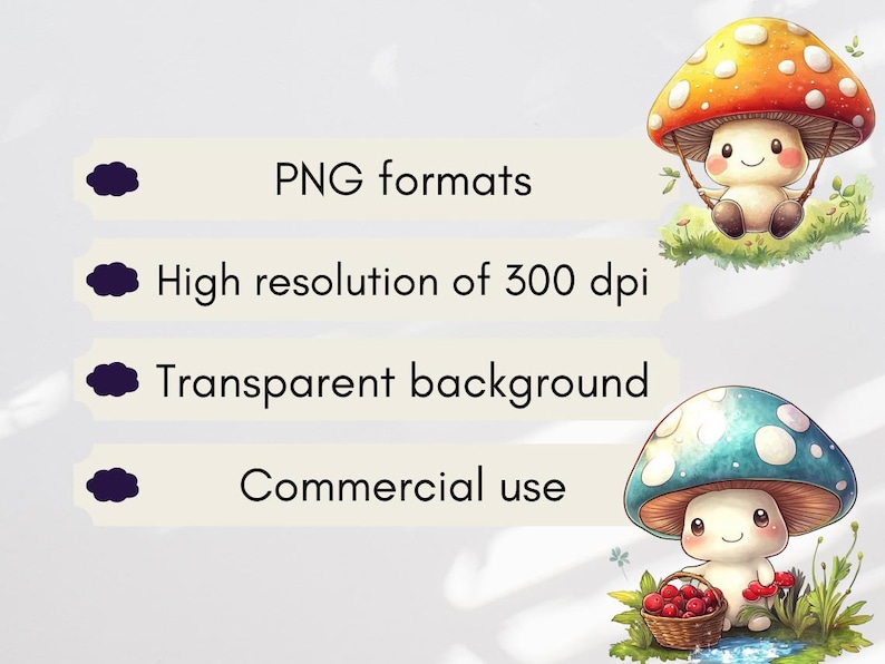 Cute Mushroom Clipart | Cute Mushroom PNG | PNG Bundle | Mushroom ...