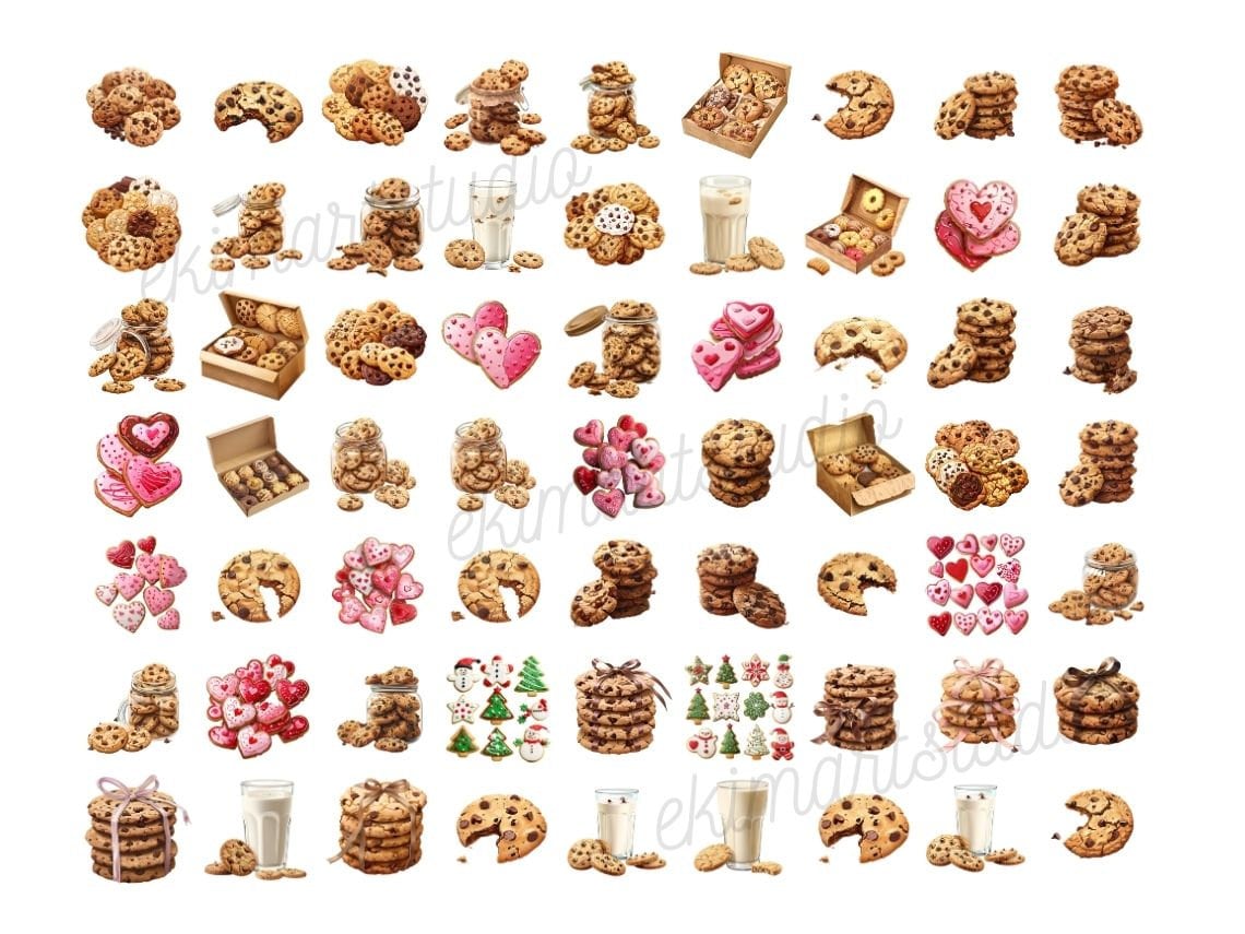 Cookies Watercolor Clipart | Food PNG | Sticker | PNG Bundle | Digital ...