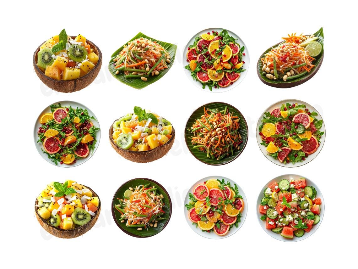 Salads Realistic Clipart | Fresh Salad PNG | Digital Food PNG | PNG ...