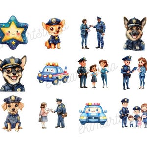Police Station Watercolor Clipart | Police Kids Clipart | PNG Bundle ...