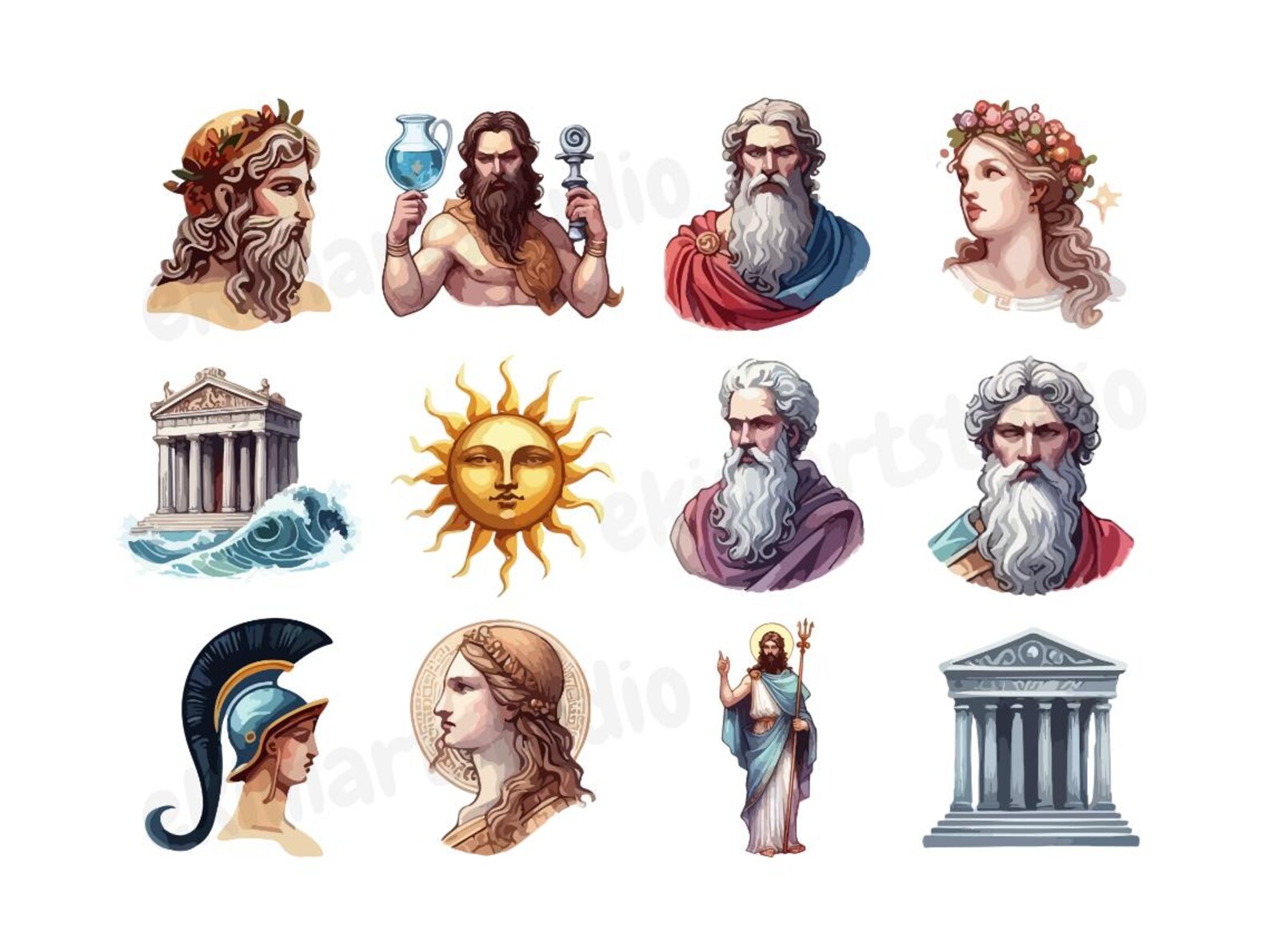 Watercolor Ancient Greek Clipart | Greek Mythology Gods PNG | PNG ...