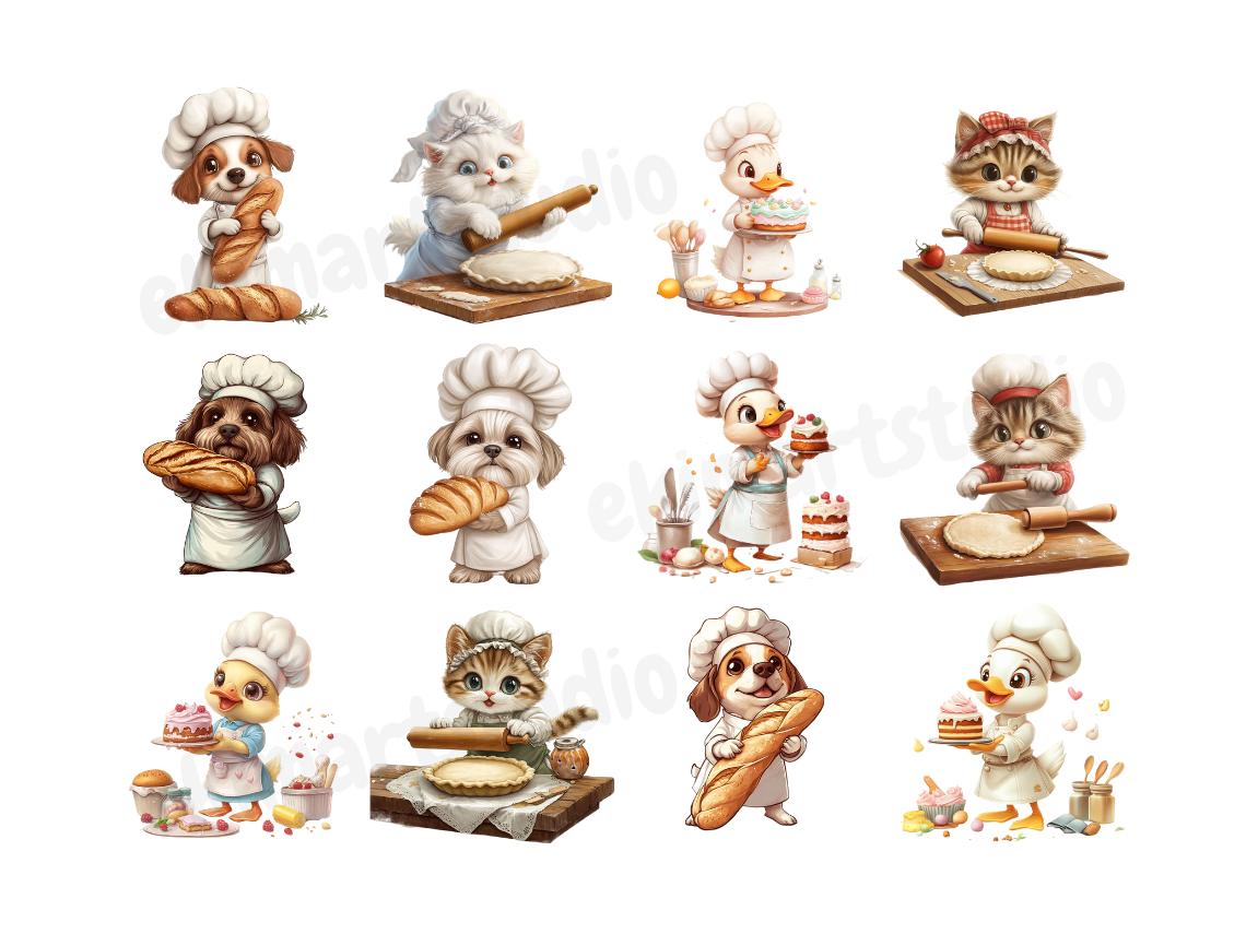 Chef Animals Clipart | Cute Animals PNG | PNG Bundle | Cute Chef ...