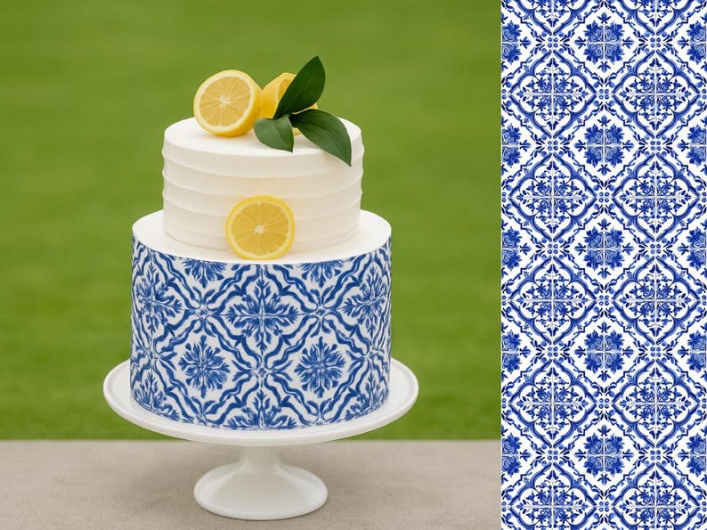 Mediterranean Wedding Cake Printable Design I Mediterranean Tiles I ...