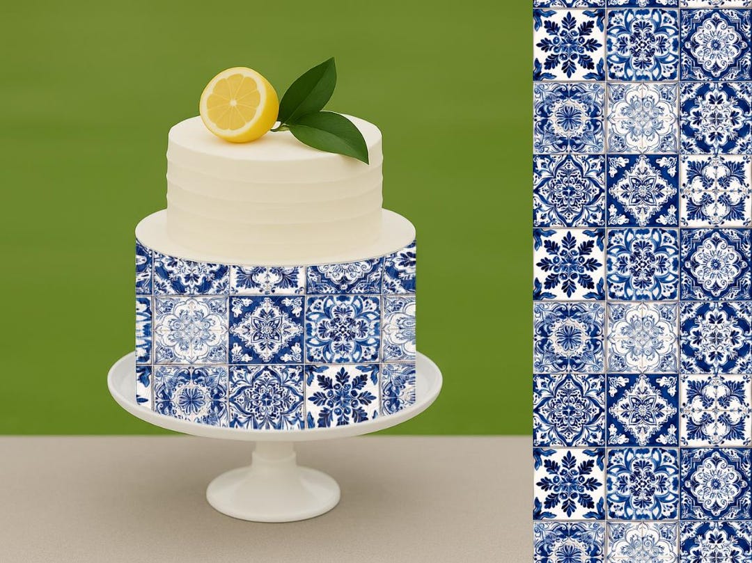 Mediterranean Wedding Cake Printable Design I Mediterranean Tiles I ...
