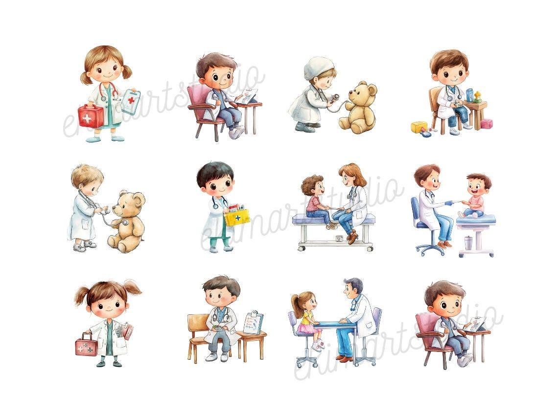 Cute Doctor Watercolor Clipart | Doctor Kids Clipart | PNG Bundle ...