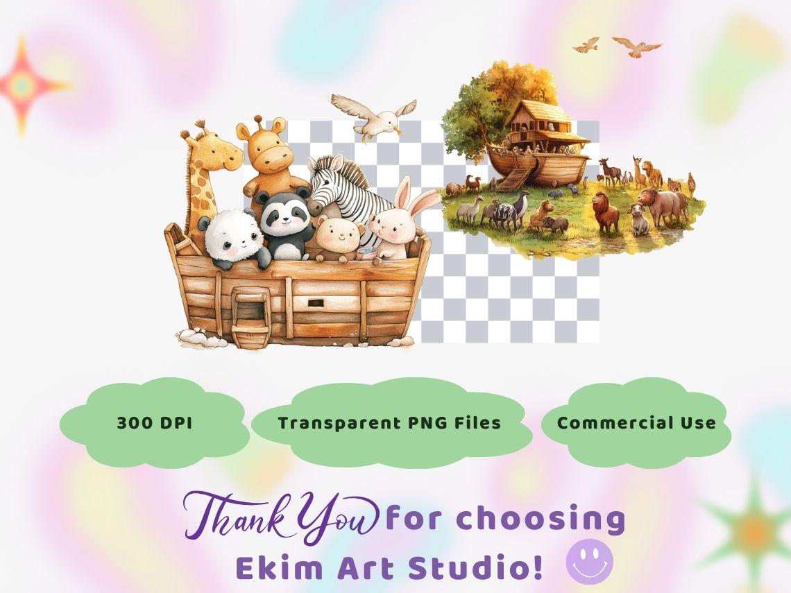 Noah's Ark Watercolor Clipart | Sticker | PNG Bundle | Animal Clipart ...