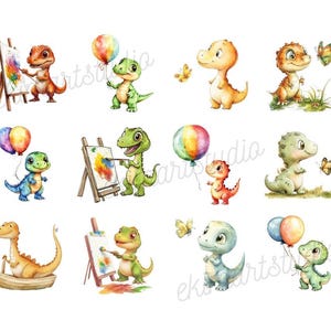Dinosaur Watercolor Clipart | Sticker | PNG Bundle | Animal Clipart ...