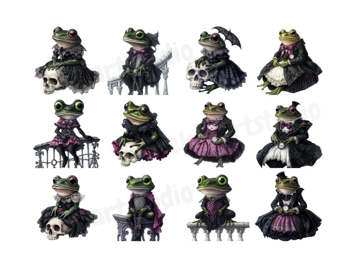 Gothic Frog Clipart | Cute Gothic Frog PNG | PNG Bundle | Gothic Frogs ...