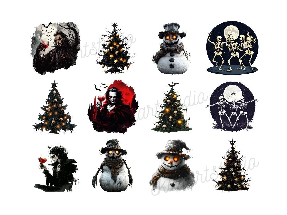Spooky Halloween Clipart Sticker PNG Bundle Halloween Clipart Digital ...