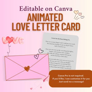 Animated Love Letter I Editable Canva Template | Digital Video Card ...