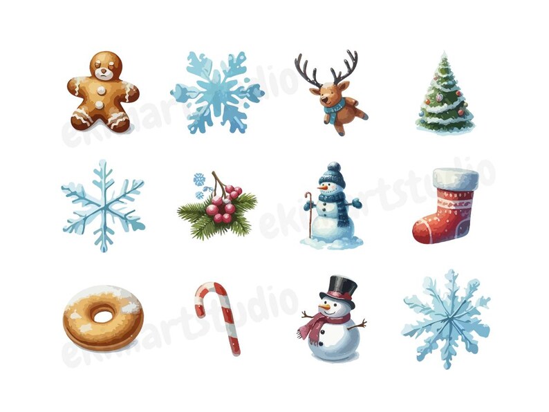 Winter Clipart | Christmas | PNG Bundle | Digital Download | Watercolor ...