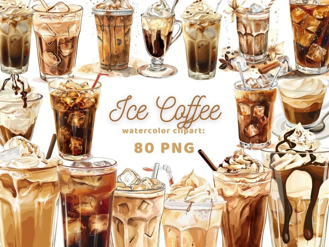 Ice Coffee Watercolor Clipart | Sticker | PNG Bundle | Digital Download ...