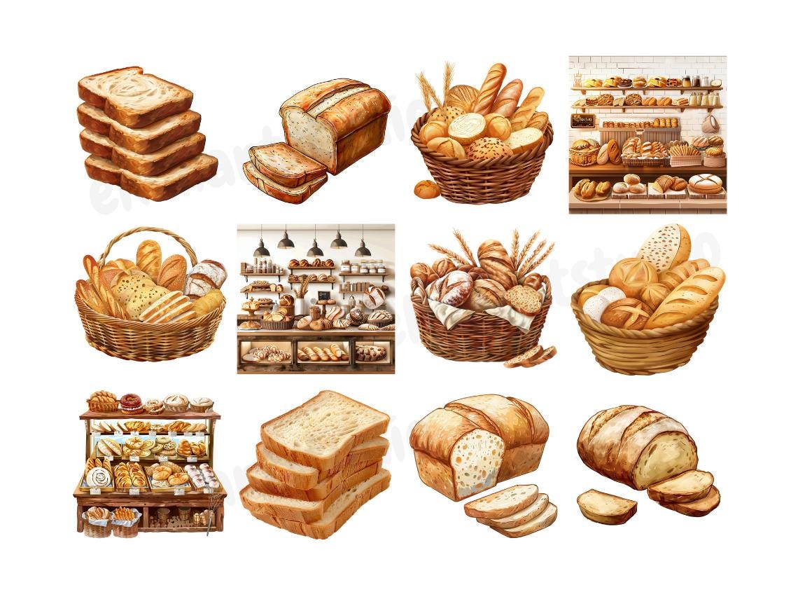 Bread Watercolor Clipart | Bread PNG | PNG Bundle | Digital Download ...