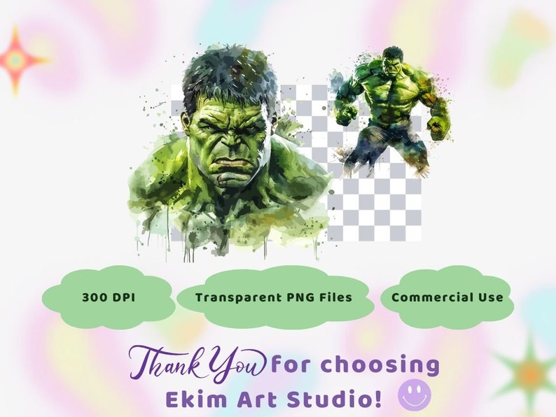 Hulk Watercolor Clipart Marvel SVG Hulk PNG Bundle Digital Download ...