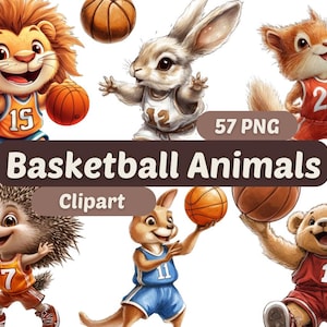 Basketball Animals Clipart | Animals PNG | PNG Bundle | Sport Animals ...