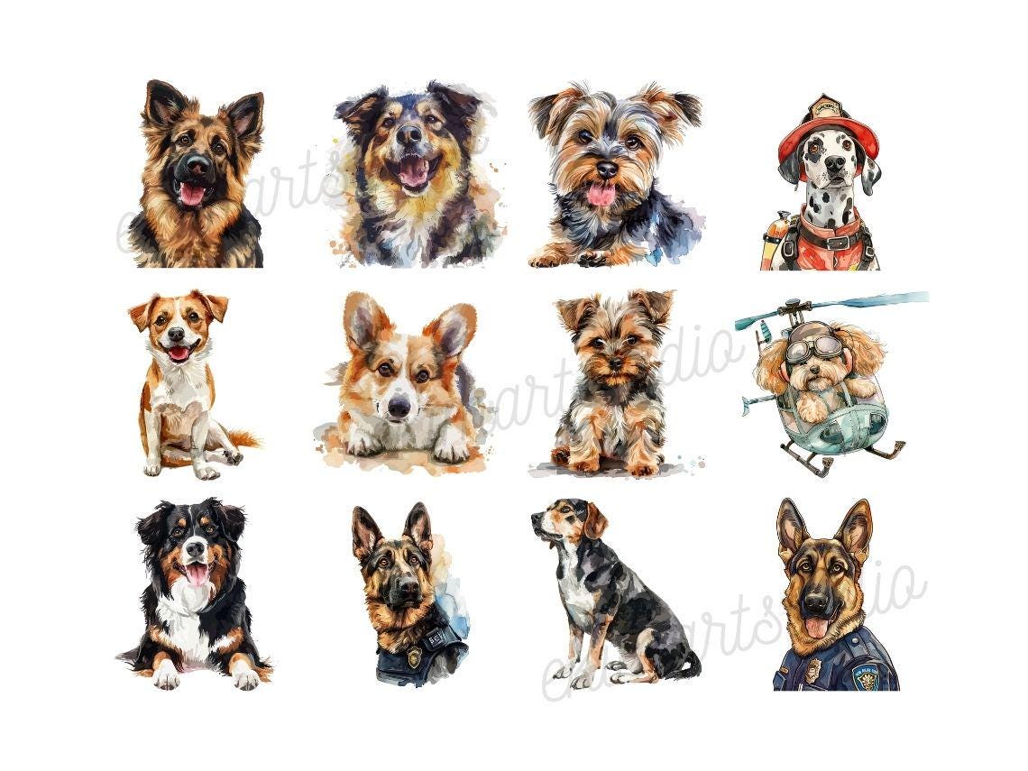Dogs Clipart Bundle PNG Watercolor Clipart | Animal PNG | PNG Bundle ...