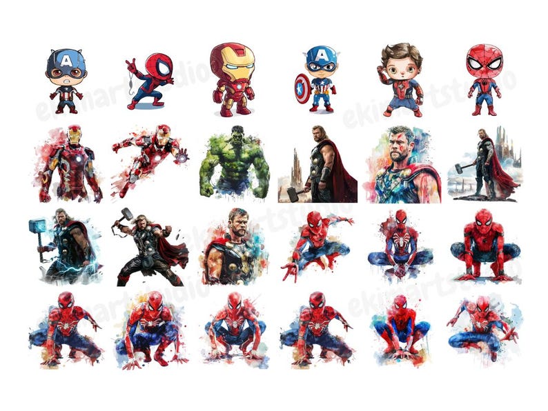 Superheroes Mega Bundle Watercolor Clipart | Superhero SVG | Digital ...