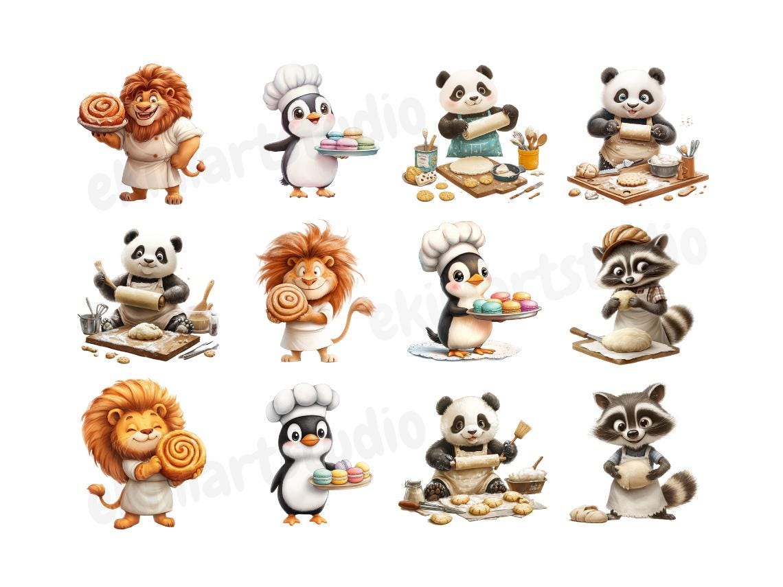 Chef Animals Clipart | Cute Animals PNG | PNG Bundle | Cute Chef ...
