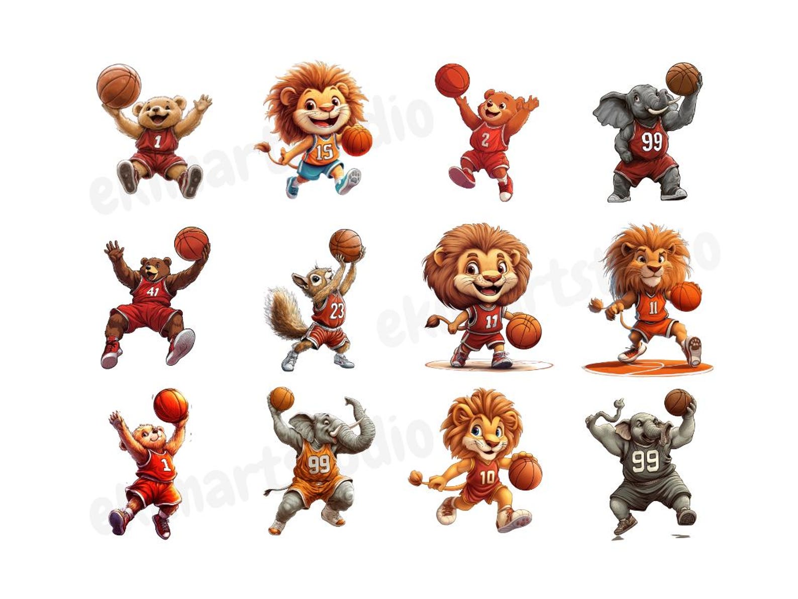 Basketball Animals Clipart | Animals PNG | PNG Bundle | Sport Animals ...