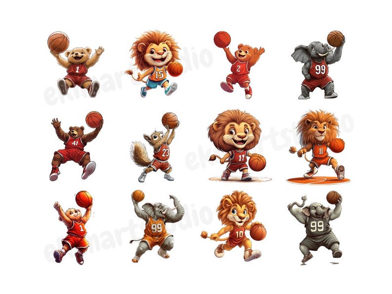 Basketball Animals Clipart | Animals PNG | PNG Bundle | Sport Animals ...