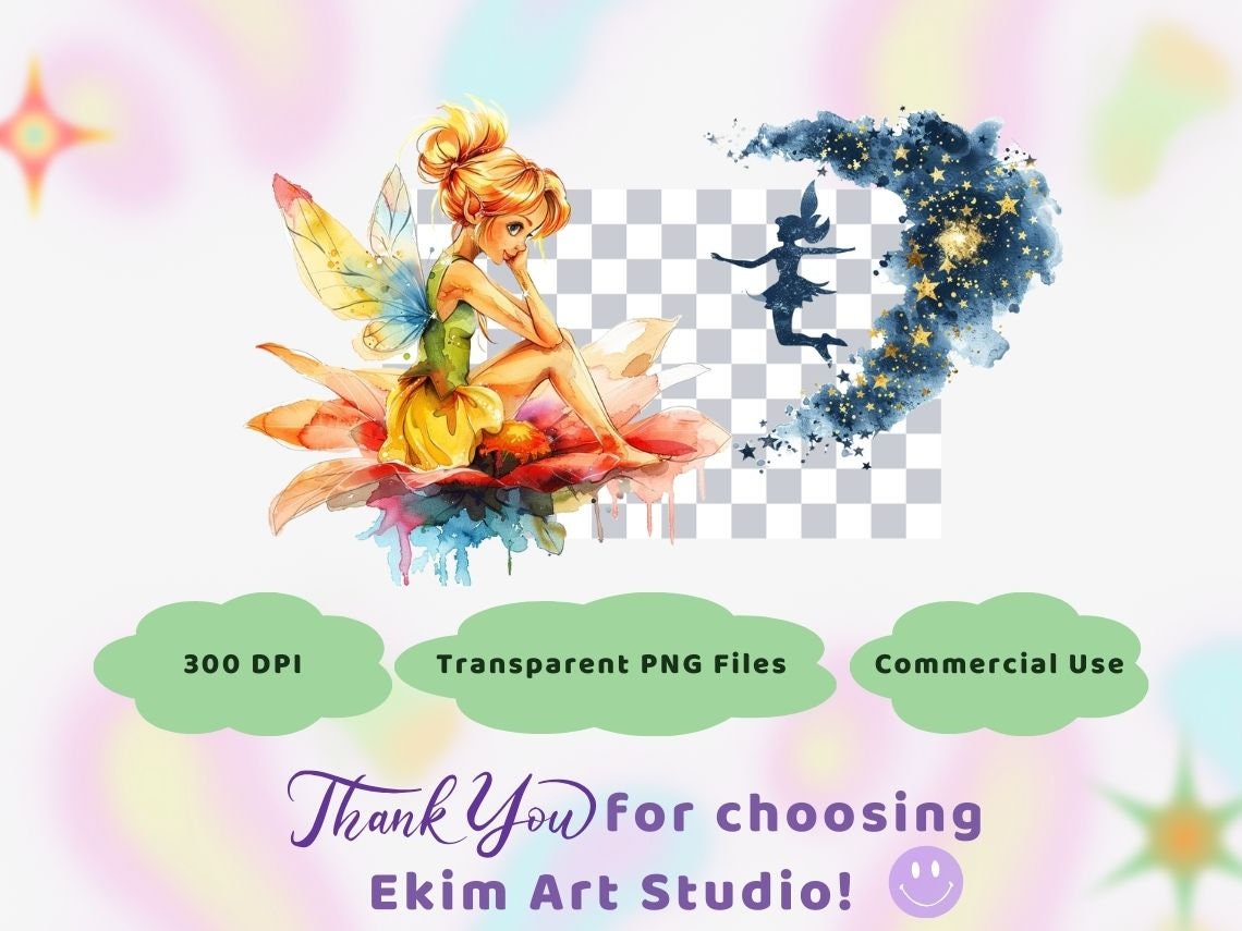 Tinker Bell Clipart Cinderella Character PNG Bundle Digital Download ...