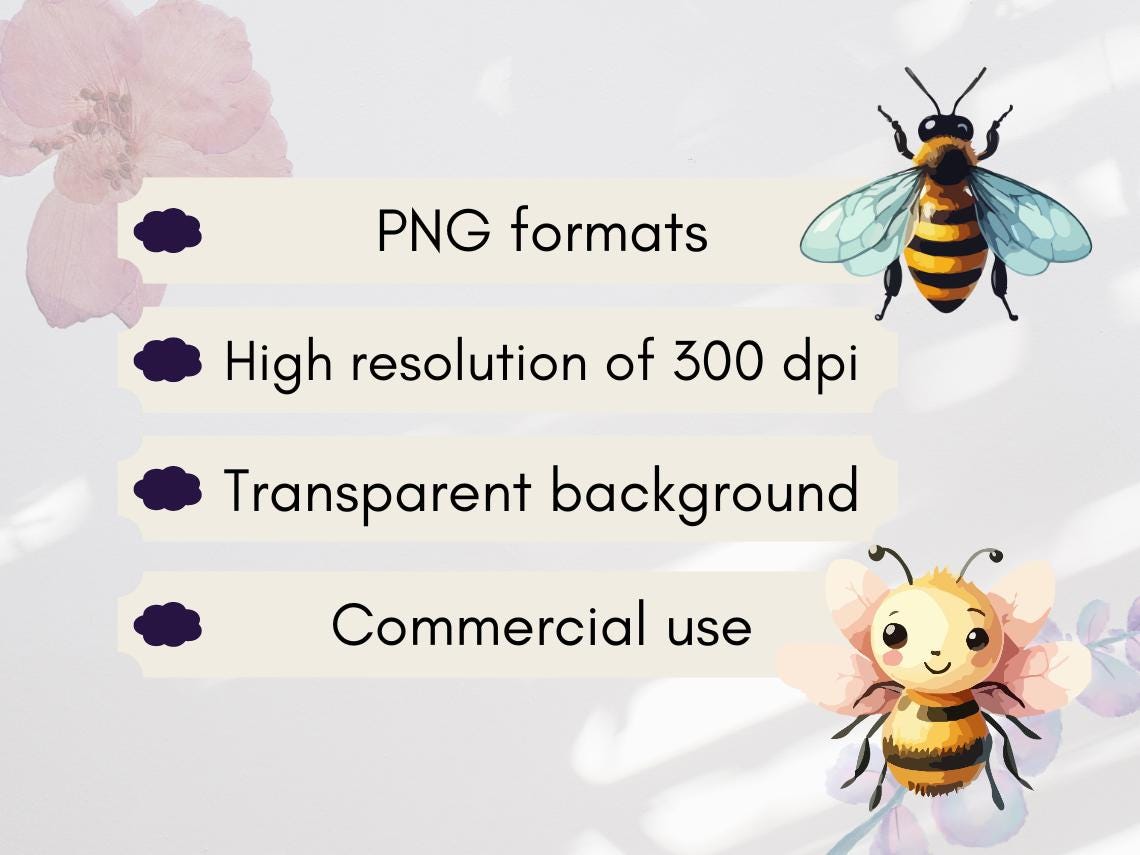 Bee Watercolor Clipart | Bee Clipart | PNG Bundle | Cute Animal ...