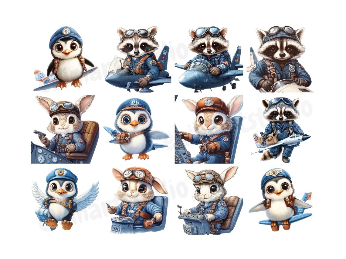 Pilot Animals Clipart | Cute Animals PNG | PNG Bundle | Cute Pilot ...