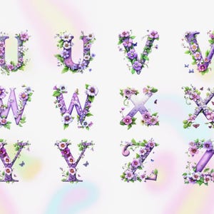 Floral Purple Alphabet Clipart | Floral Alphabet PNG | Alphabet PNG ...