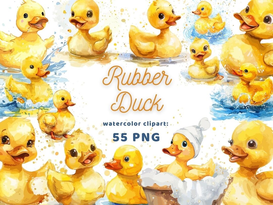 Rubber Duck Watercolor Clipart | Sticker | PNG Bundle | Digital ...