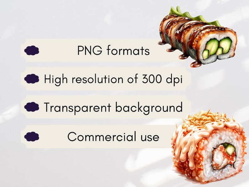 Sushi Watercolor Clipart | Sushi Roll PNG | PNG Bundle | Food Clipart ...