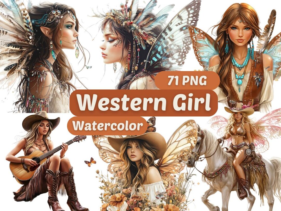 Western Fairy Watercolor Clipart | Western Girl PNG | PNG Bundle ...