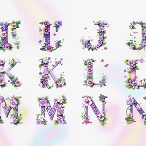 Floral Purple Alphabet Clipart | Floral Alphabet PNG | Alphabet PNG ...