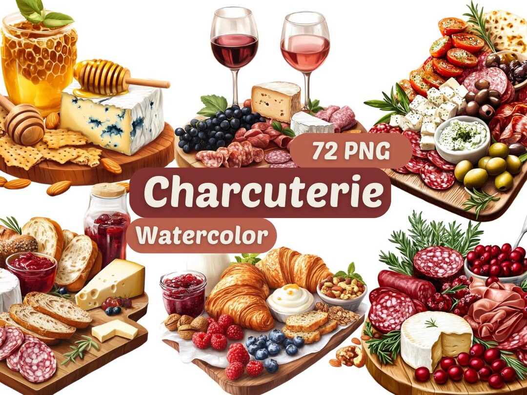 Charcuterie Watercolor Clipart | Cheese Charcuterie Boards PNG | PNG ...
