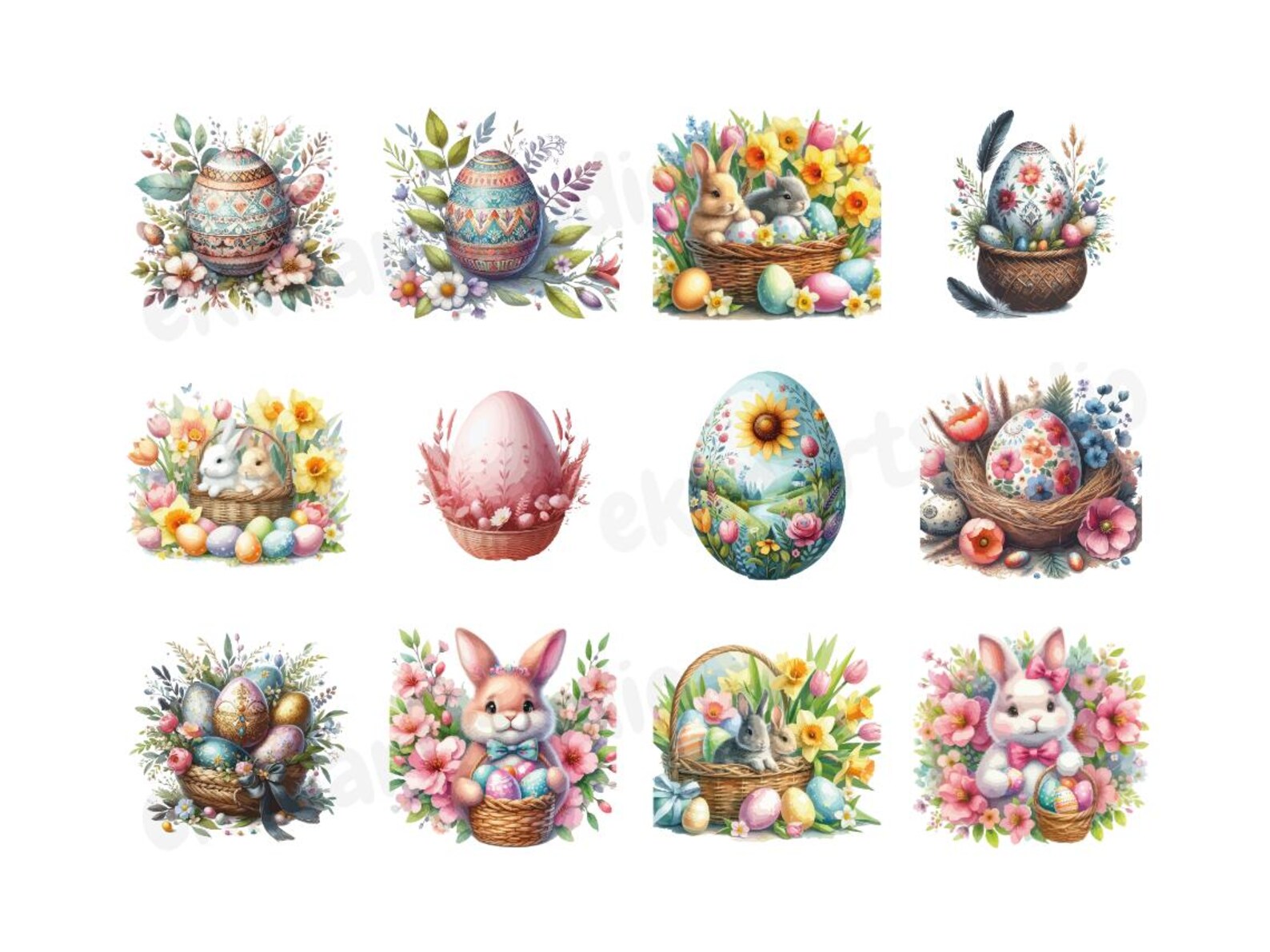 Easter Egg Watercolor Clipart | Cute Egg Images | Easter Graphics | PNG ...