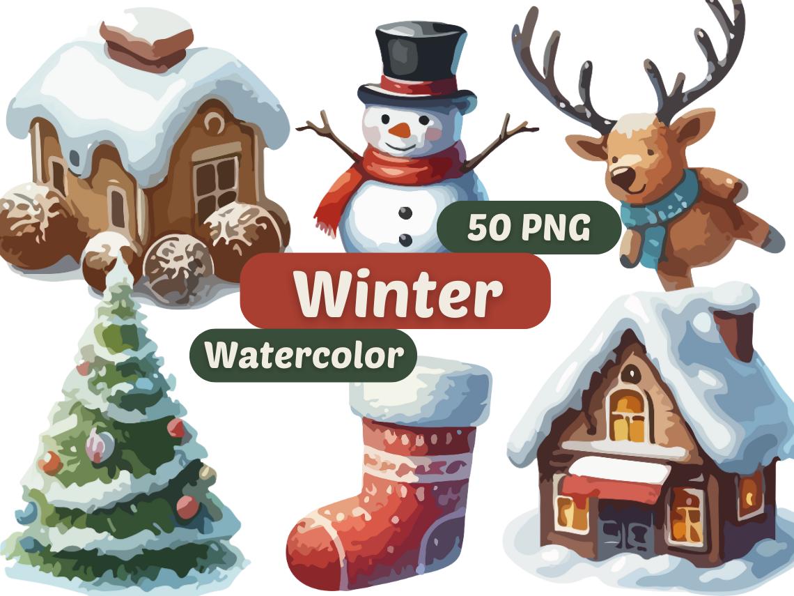Winter Clipart | Christmas | PNG Bundle | Digital Download | Watercolor ...