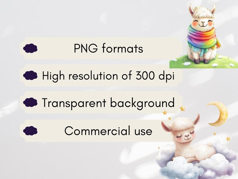 Llama Watercolor Clipart | Llama Animal PNG | PNG Bundle | Baby Llama ...