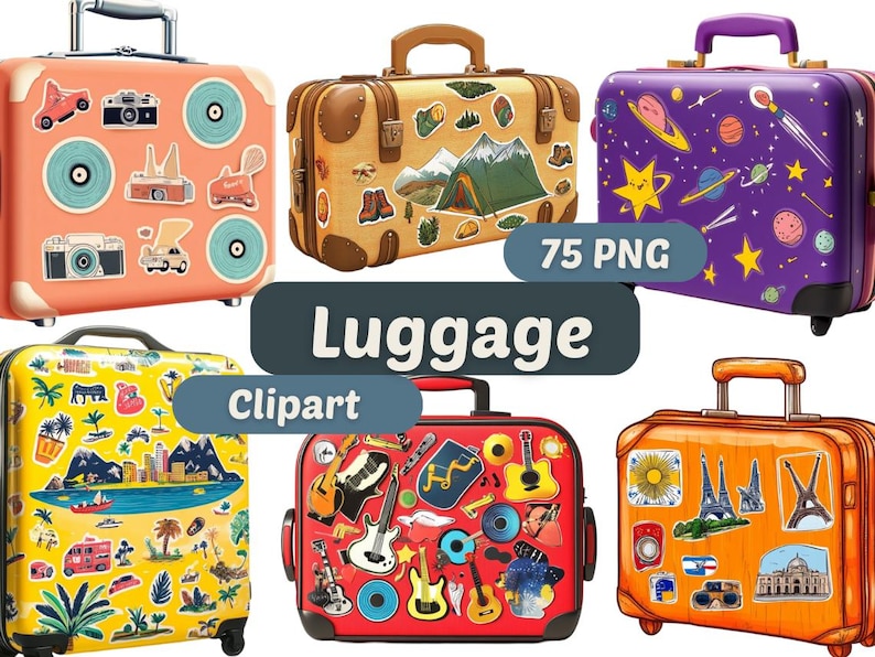 Luggage Clipart | Travel Clipart PNG | PNG Bundle | Cute Travel Bag ...