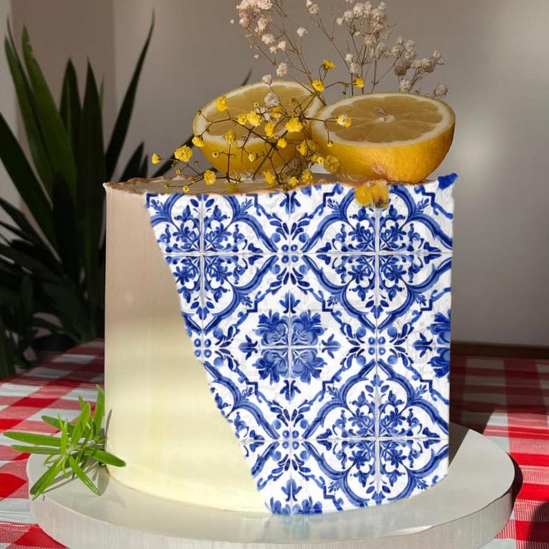 Mediterranean Wedding Cake Printable Design I Mediterranean Tiles I ...