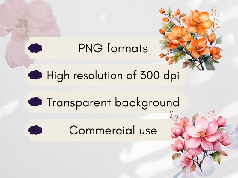 Spring Flowers Clipart | Watercolor Flower PNG | Botanical Floral Clip ...