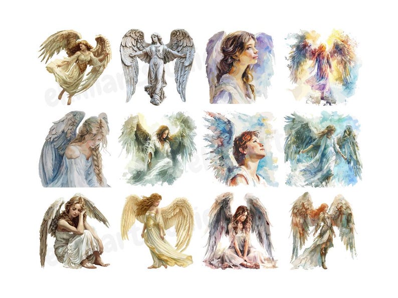 Angel Watercolor Clipart | Angel PNG | Heaven Clipart | PNG Bundle ...