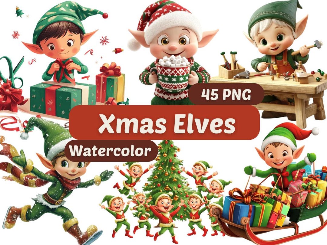 Christmas Elves Realistic Clipart | Elves PNG | PNG Bundle | Xmas ...