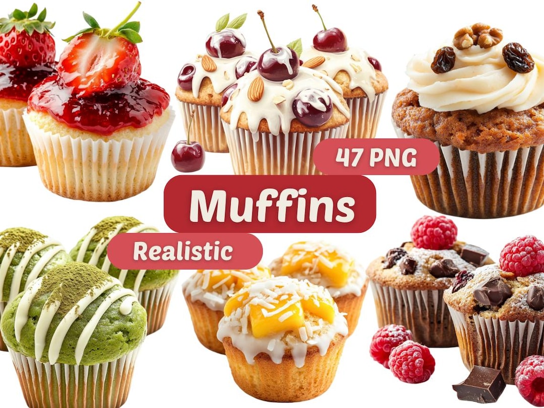 Muffin Realistic Clipart | Muffin Cake PNG | PNG Bundle | Digital ...