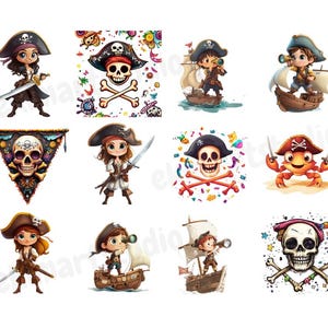Cute Pirates Watercolor Clipart | Pirates PNG | PNG Bundle | Digital ...