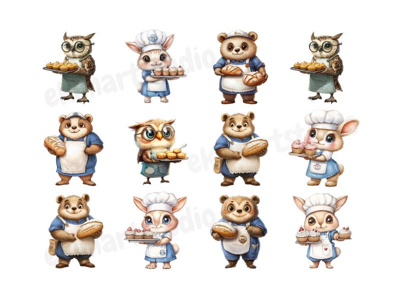 Chef Animals Clipart | Cute Animals PNG | PNG Bundle | Cute Chef ...