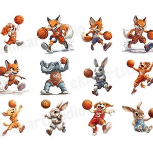 Basketball Animals Clipart | Animals PNG | PNG Bundle | Sport Animals ...