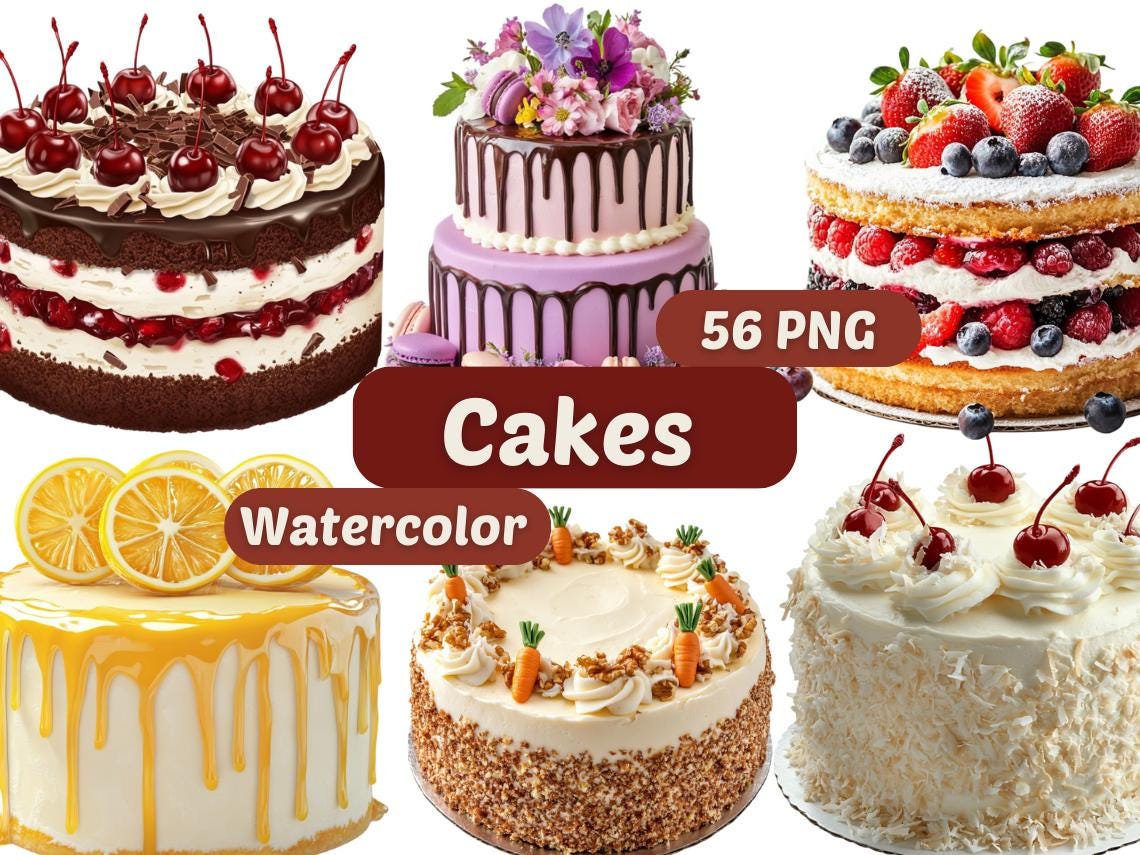 Cakes Realistic Clipart | Birthday Cake PNG | Delicious Cake PNG | PNG ...