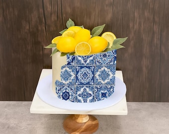 Mediterranean Wedding Cake Printable Design I Mediterranean Tiles I ...