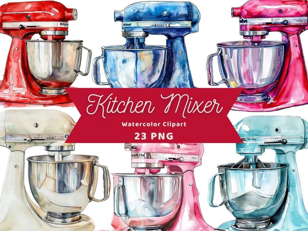 Kitchen Stand Mixer Watercolor Clipart | Sticker | PNG Bundle | Digital ...